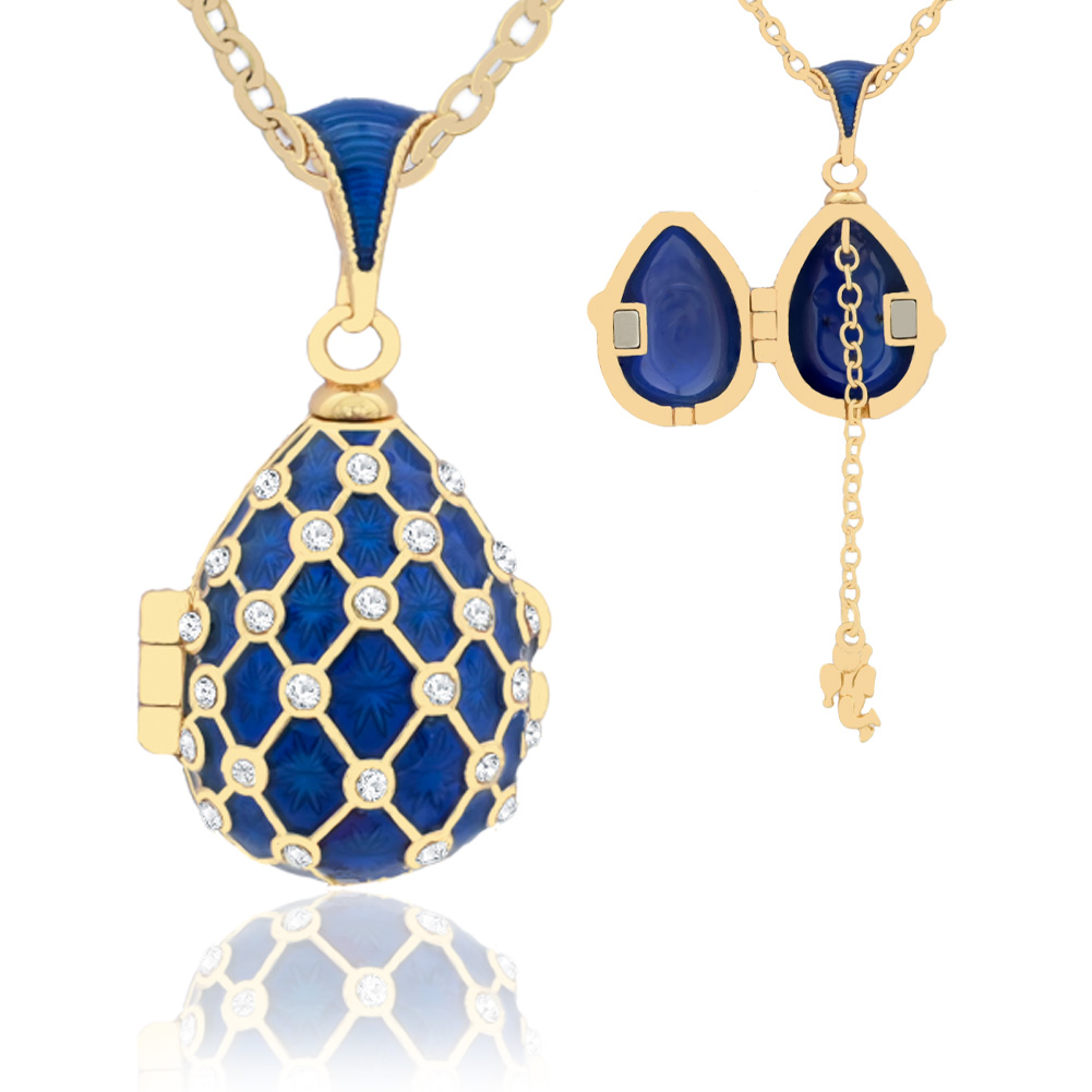 China Enamel Grid Diamond Open Close Egg Necklace factory and suppliers ...